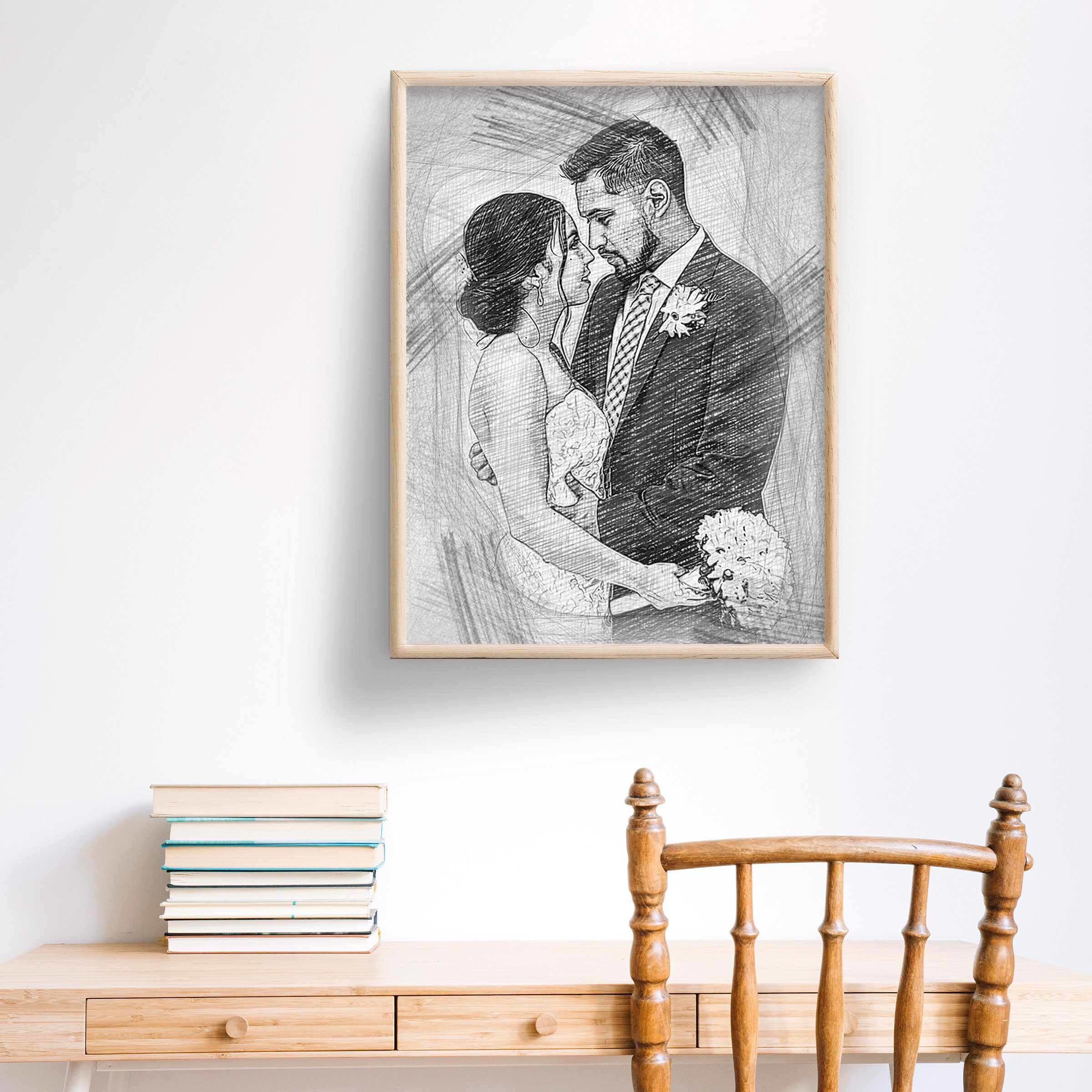 Personalised Couple Poster Drawing for Couples Gift for Engaged ...