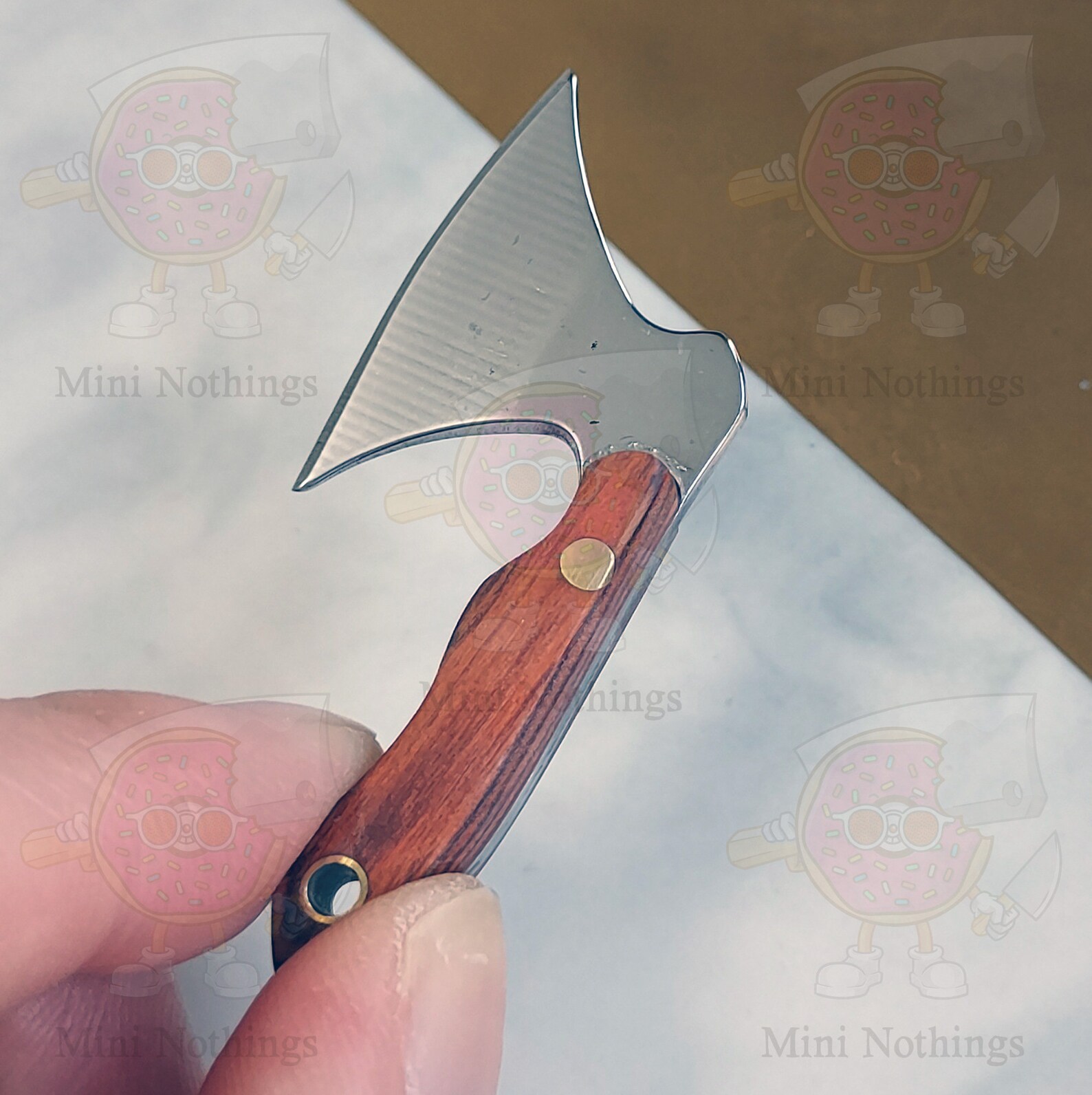 Miniature Steel Chopper Axe Knife Wooden Handle Pendant Keychain With ...