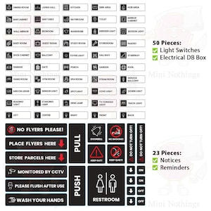 163 Pcs Light Plate Switch Power Plug PVC Sticker Labels for White ...