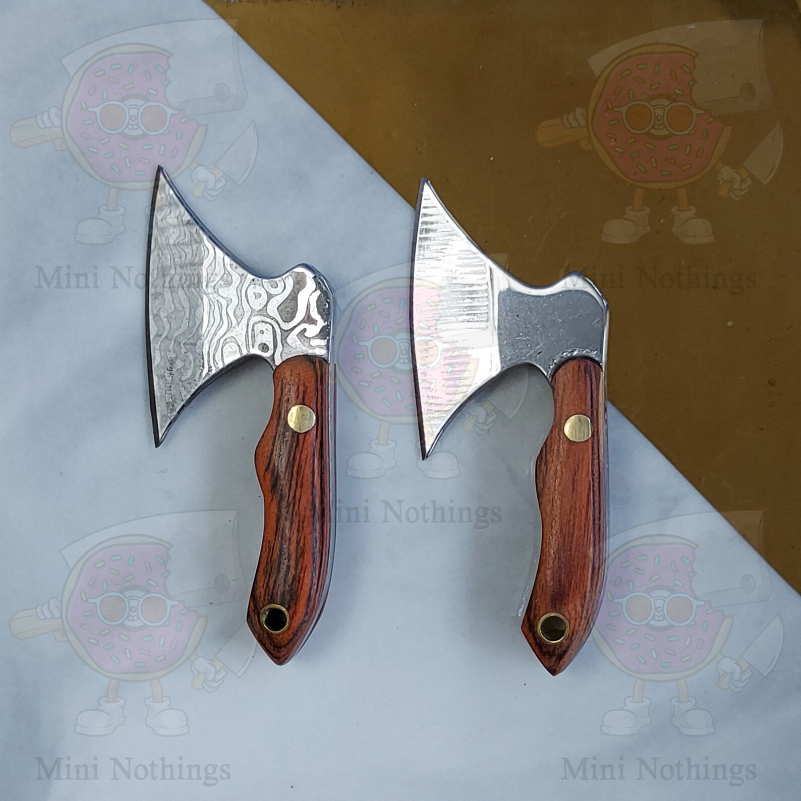 Miniature Steel Chopper Axe Knife Wooden Handle Pendant Keychain With ...