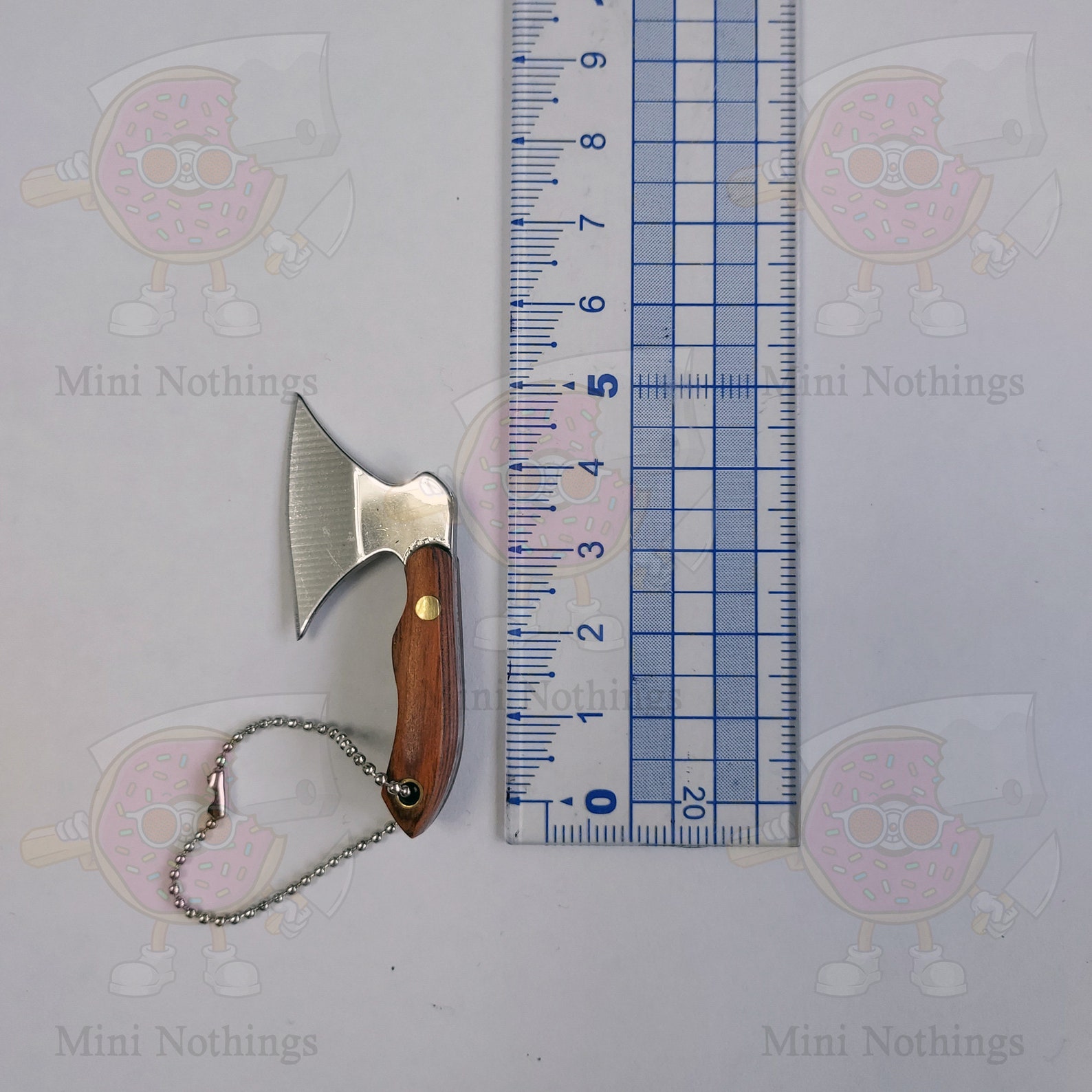 Miniature Steel Chopper Axe Knife Wooden Handle Pendant Keychain With ...