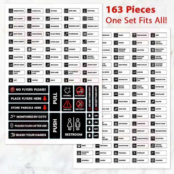 163 Pcs Light Plate Switch / Power Plug / Electrical DB Box PVC Sticker ...