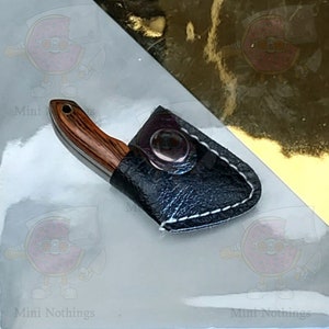 Miniature Steel Chopper Axe Knife Wooden Handle Pendant Keychain With ...