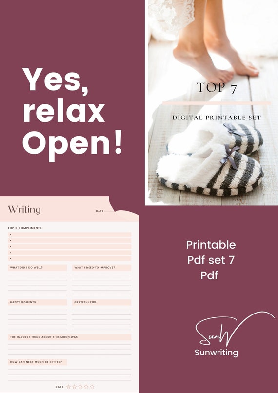 Self-care Printable Set RELAX Mindfulness Mind or Gratitude | Etsy