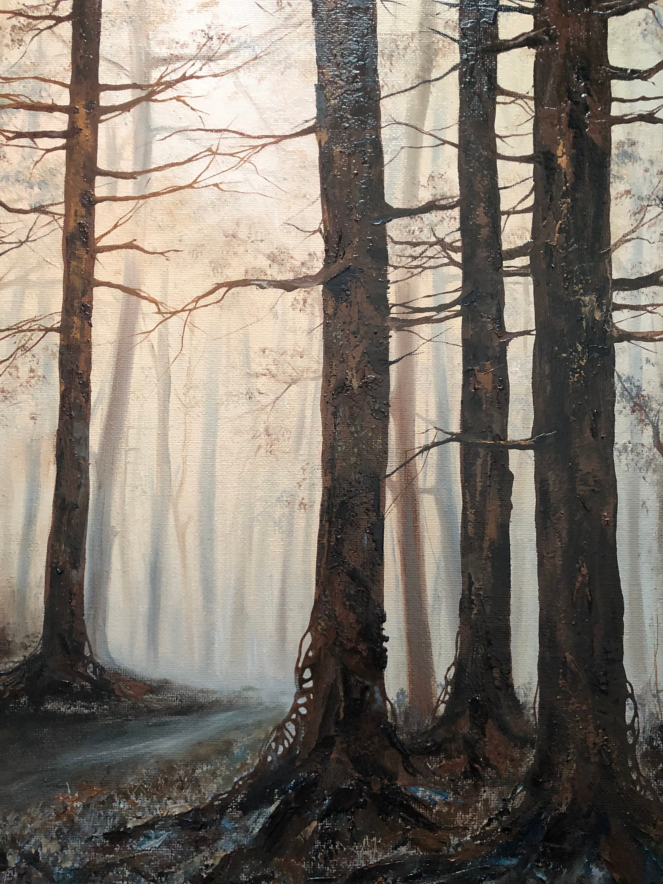 Forest Painting Original Foggy Forest Wall Art Landscape Artwork Canvas ...