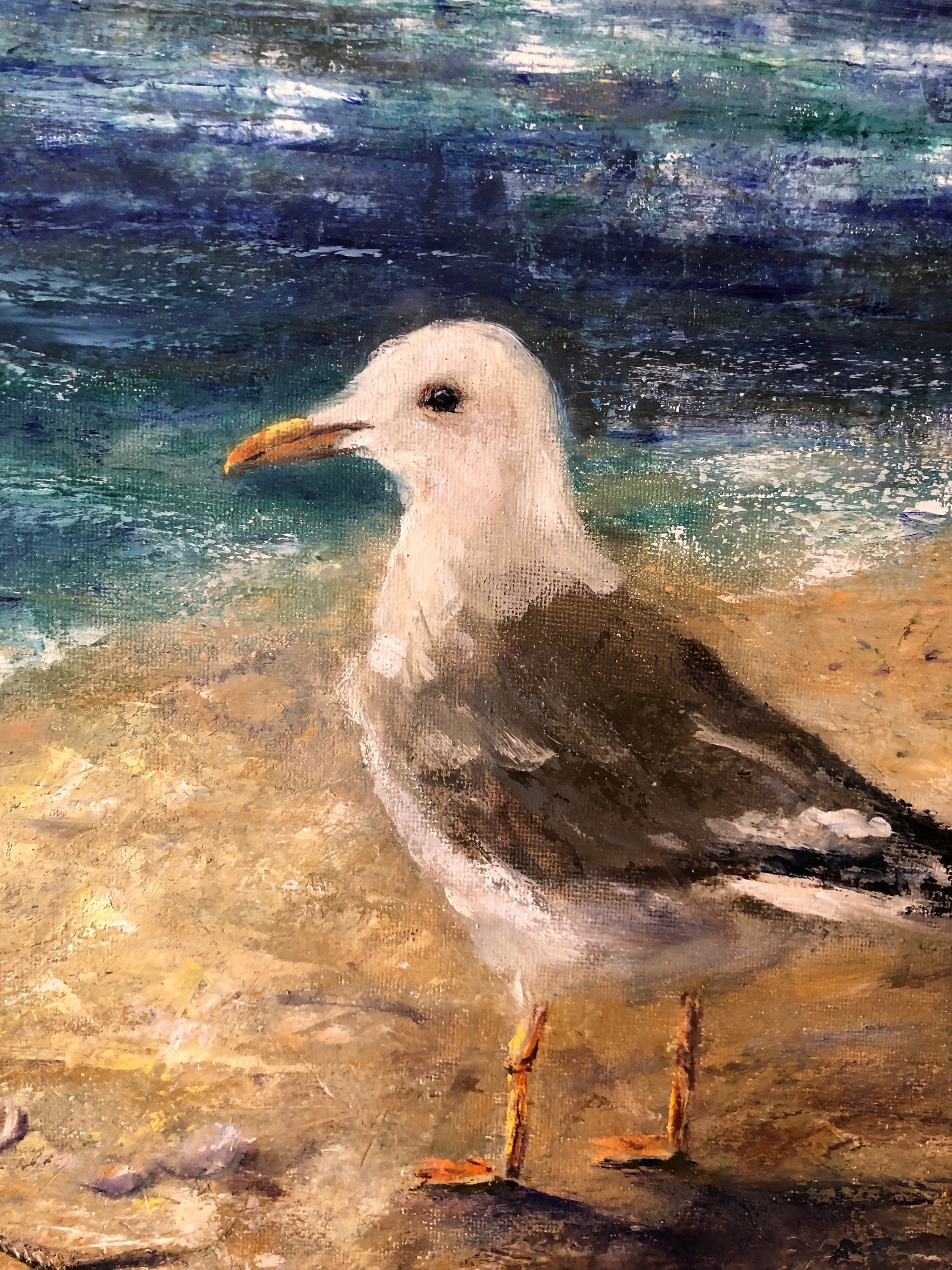 Beach Oil Painting Seagull Painting Seascape Painting Original Sea ...