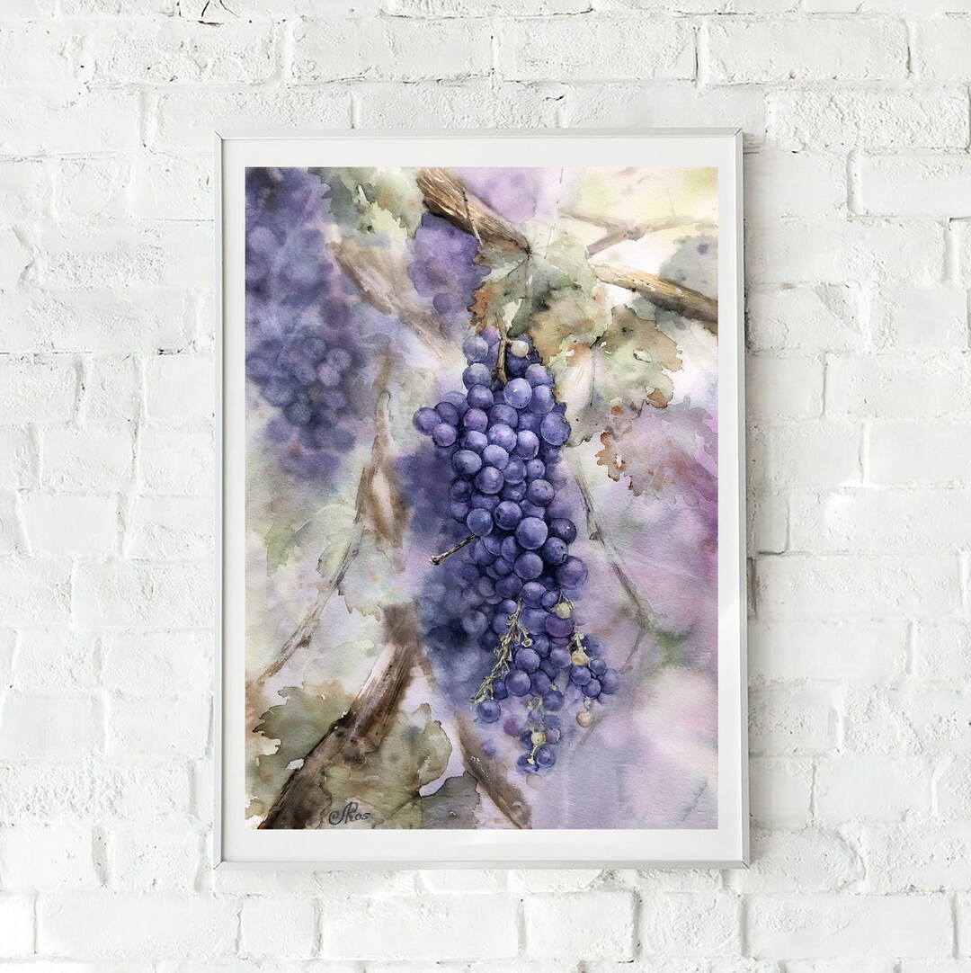 Grape Watercolor Painting Original Still Life Watercolor Fruits ...