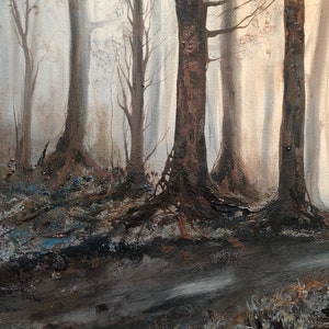 Original Foggy Forest Oil Painting, Palette Knife Landscape Art - Etsy