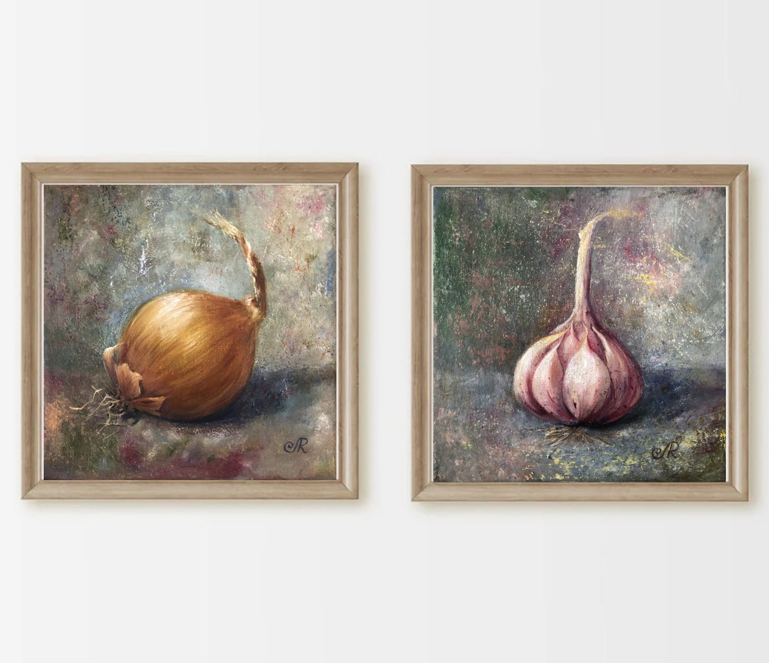 Onion Painting Original Garlic Painting Vegetables Wall Art Original ...