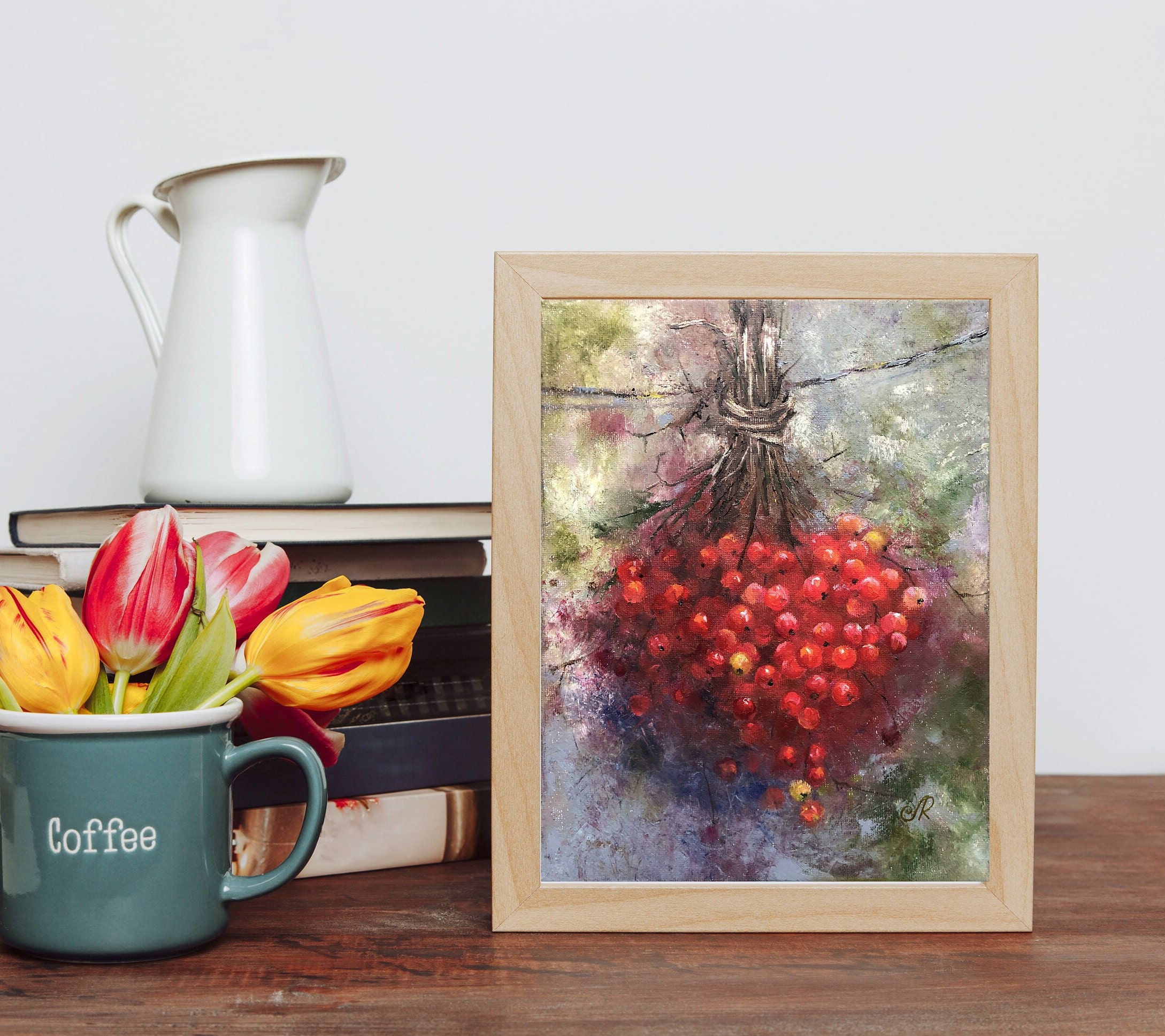 Red Berry Painting Fruits Still Life Berry Wall Art Original Oil ...