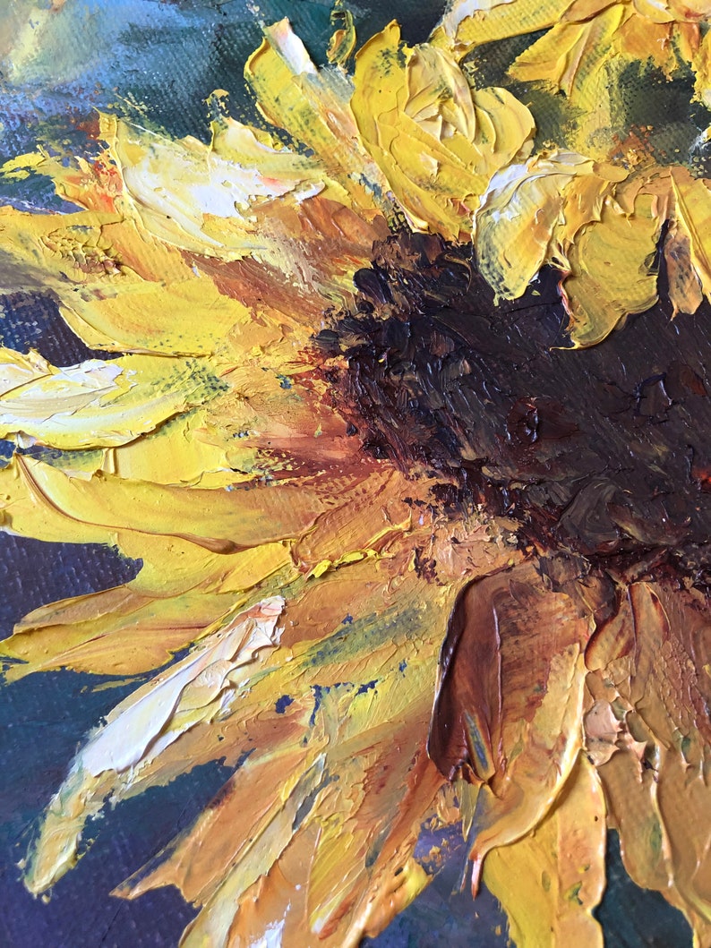 Sunflower Oil Painting Original Floral Painting Sunflowers Wall Art ...