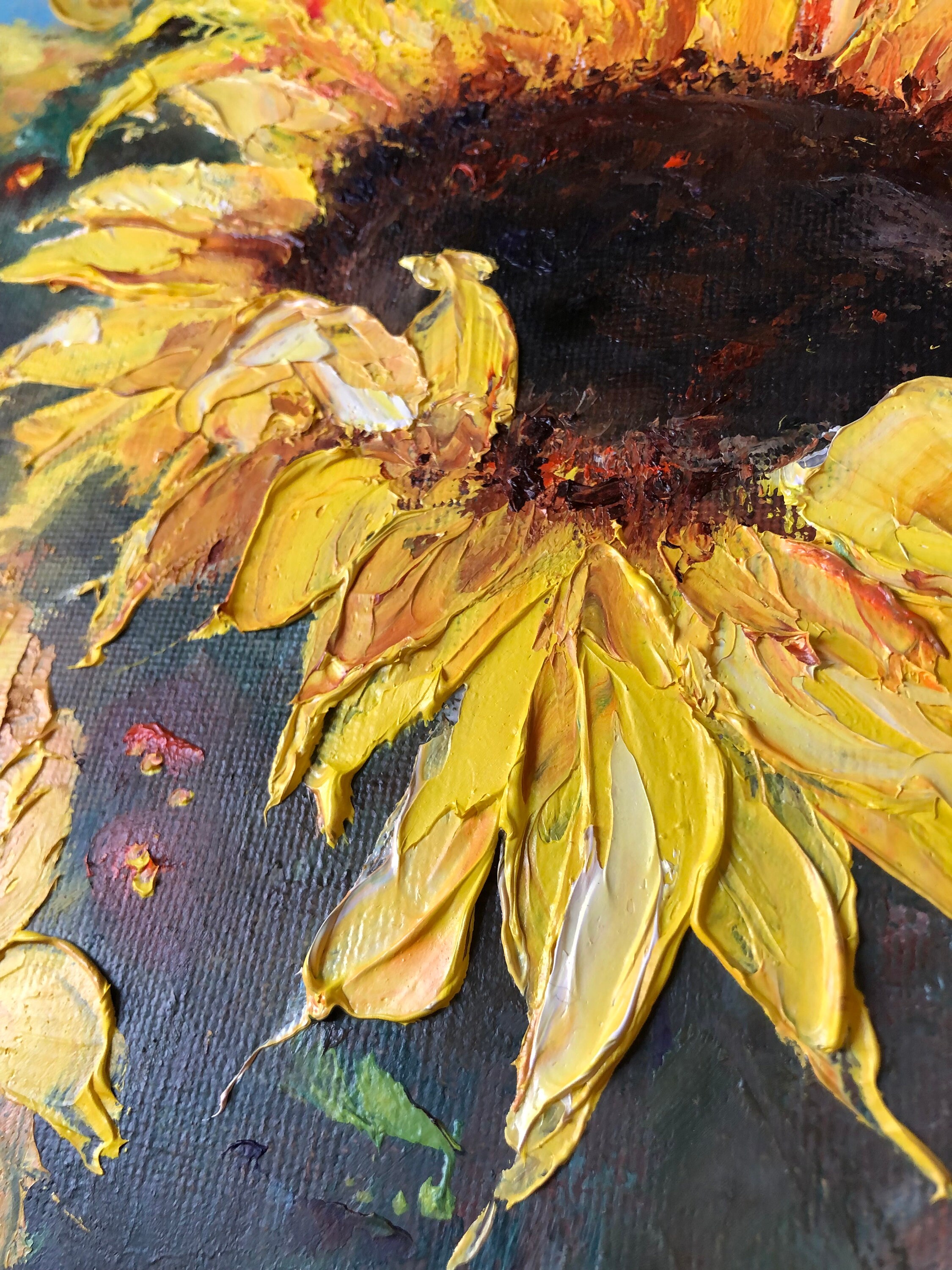 Sunflower Oil Painting Original Floral Painting Sunflowers Wall Art ...