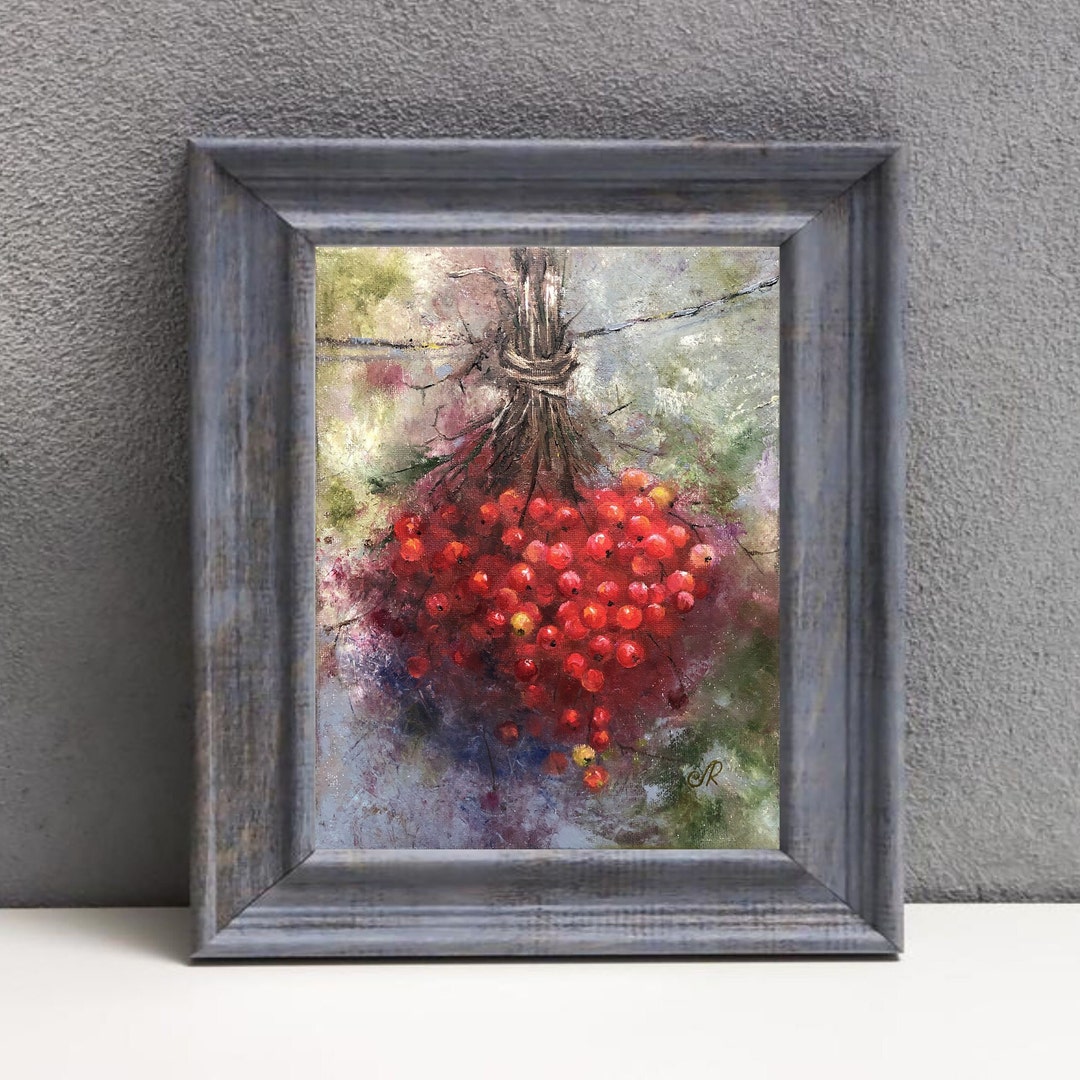 Red Berry Painting Fruits Still Life Berry Wall Art Original Oil ...
