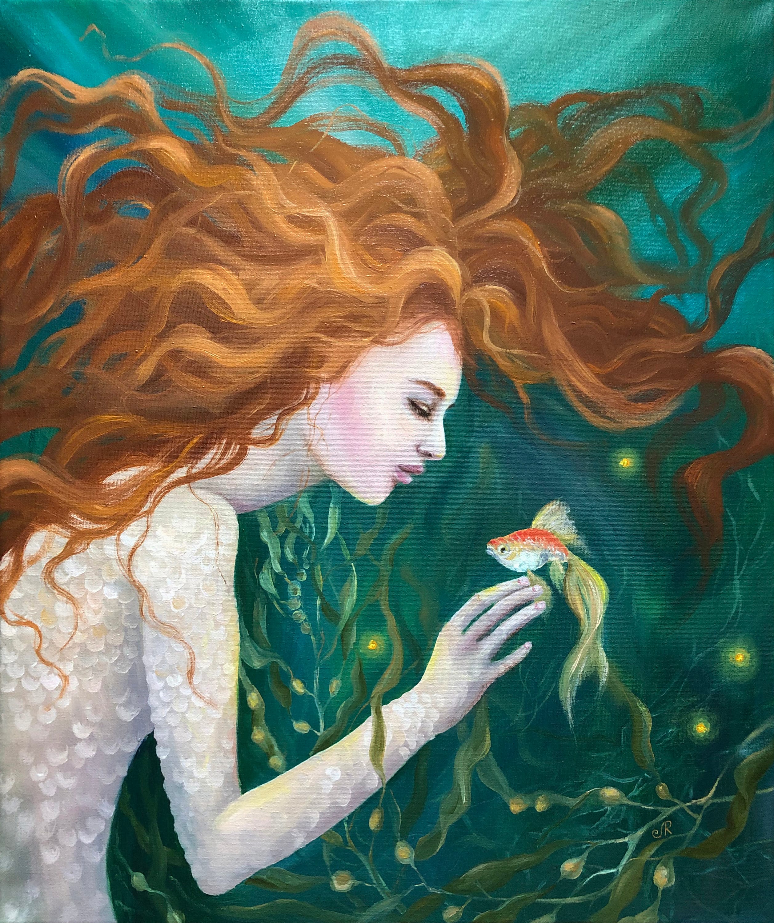Woman Oil Painting Original Mermaid Painting Underwater - Etsy