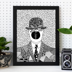 René Magritte, the Son of Man, Famous Painting, Black and White ...