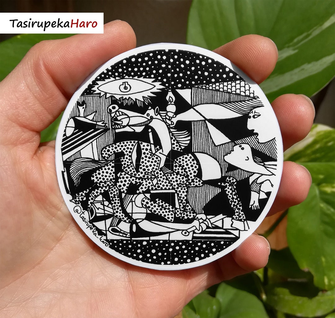 Picasso Guernica Sticker Black and White Polka Dots, Horse Drawing ...