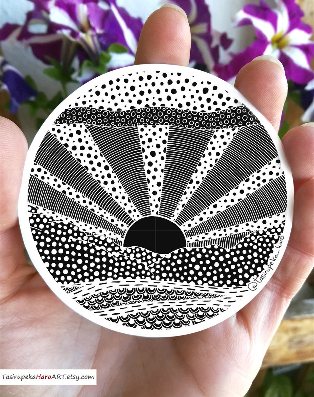 Sunrise Vinyl Sticker, Roy Lichtenstein Painting, Black White Decal ...