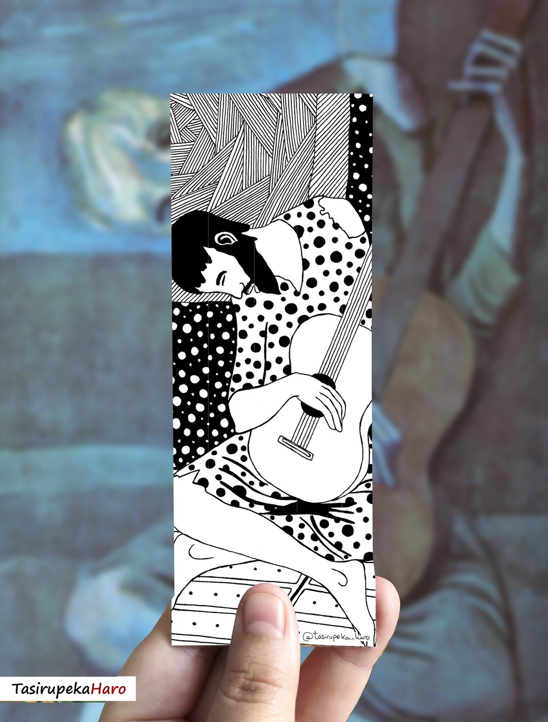 Picasso Guitarist Bookmark, Man Portrait Guitar Famous Painting, Book ...