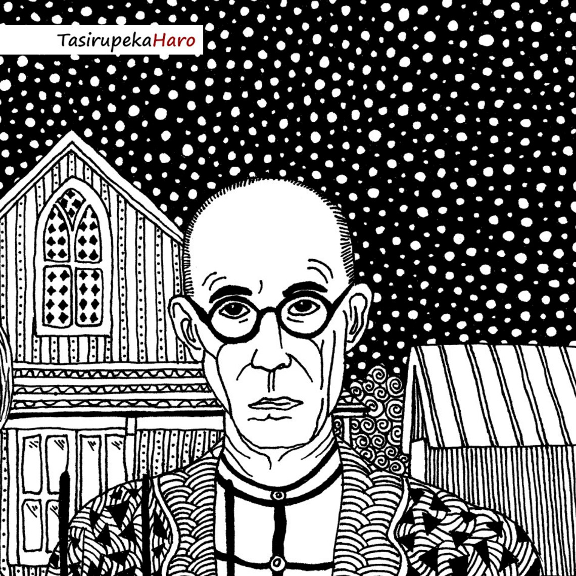 American Gothic Sticker Grandparents Couple Decal Farmer and - Etsy