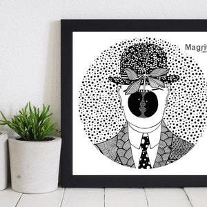 René Magritte, the Son of Man, Famous Painting, Black and White ...