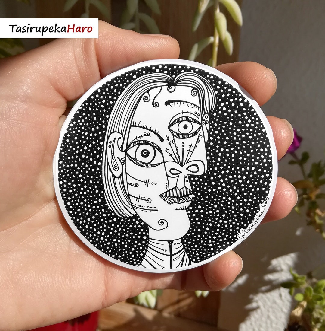 Picasso Sticker Vinyl, Cubist Man Face Portrait, Surreal Abstract ...