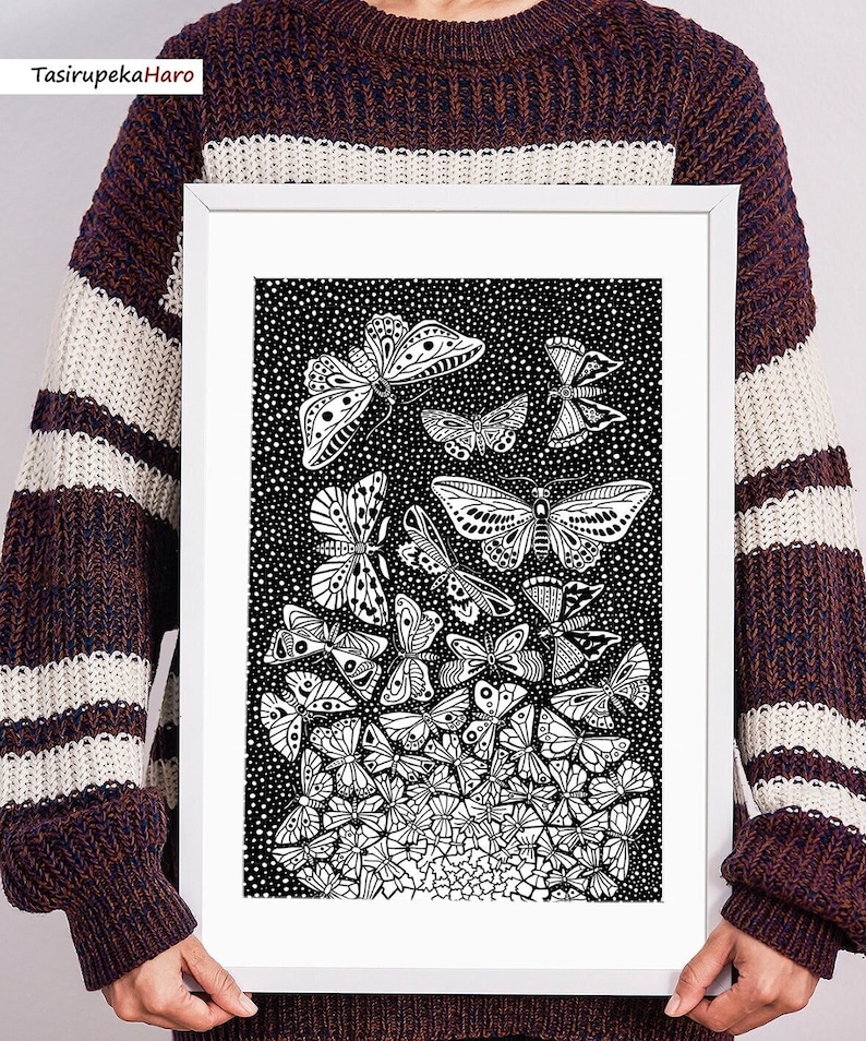 Escher Tessellation of Butterflies Home Decor Black Ink - Etsy