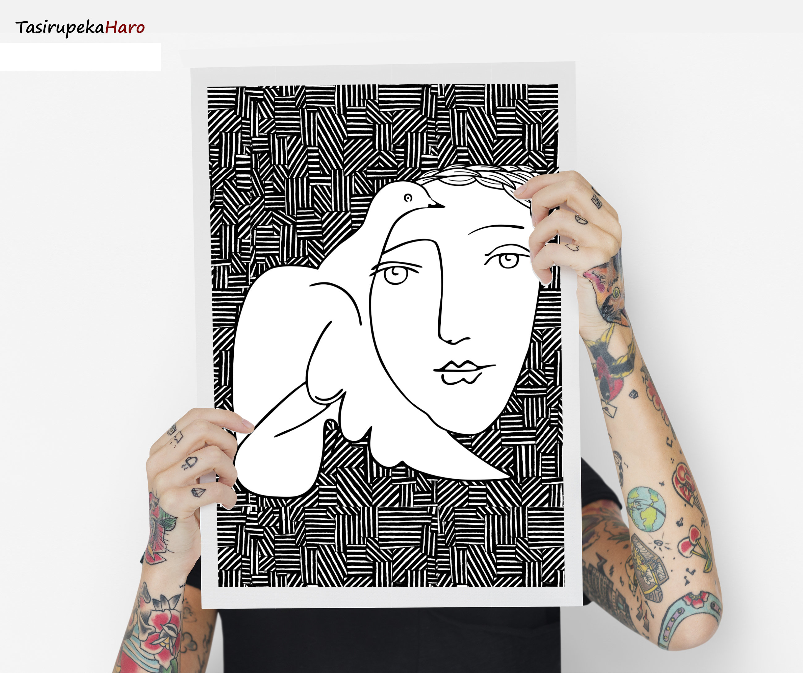 Picasso: Frau und Taube, surreales Frauenporträt, berühmtes Gemälde ...