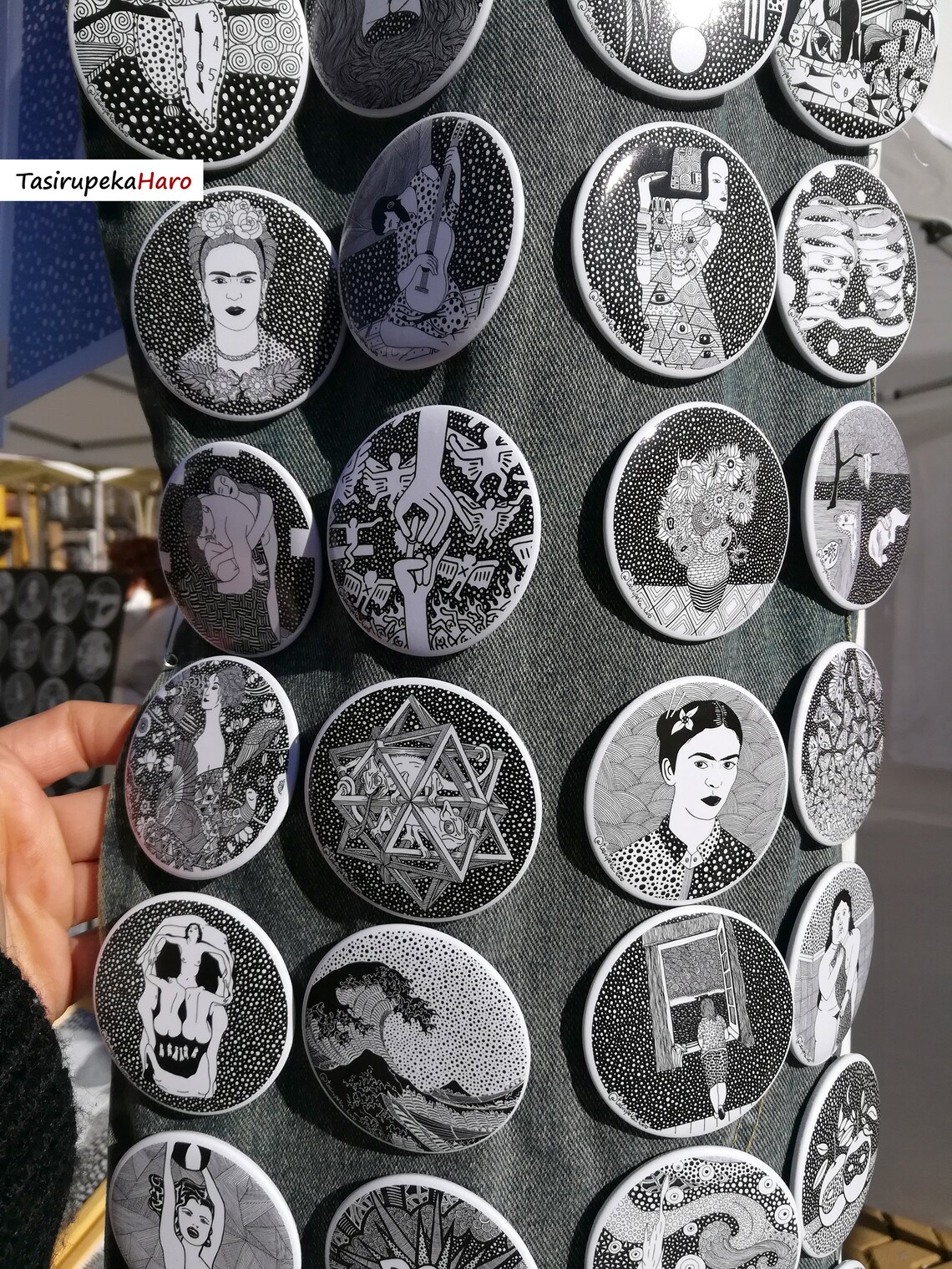 Van Gogh Button Badge the Starry Night Pin Black and White - Etsy