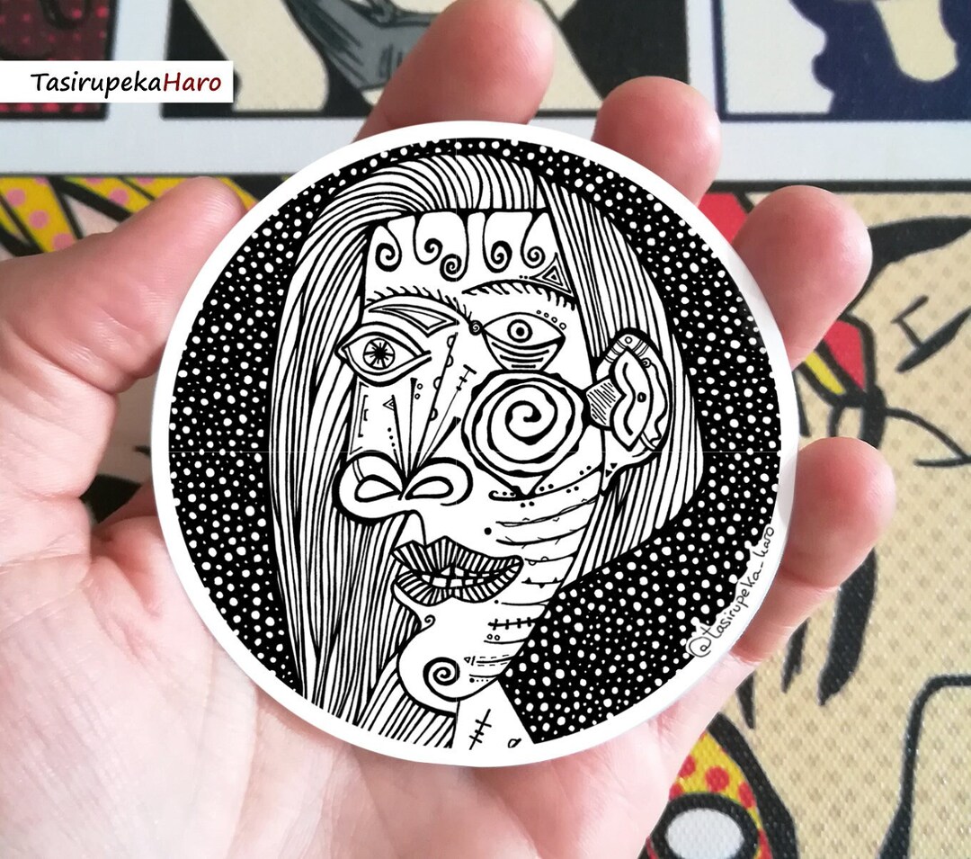 Picasso Sticker Vinyl, Cubist Woman Face Portrait, Surreal Abstract ...