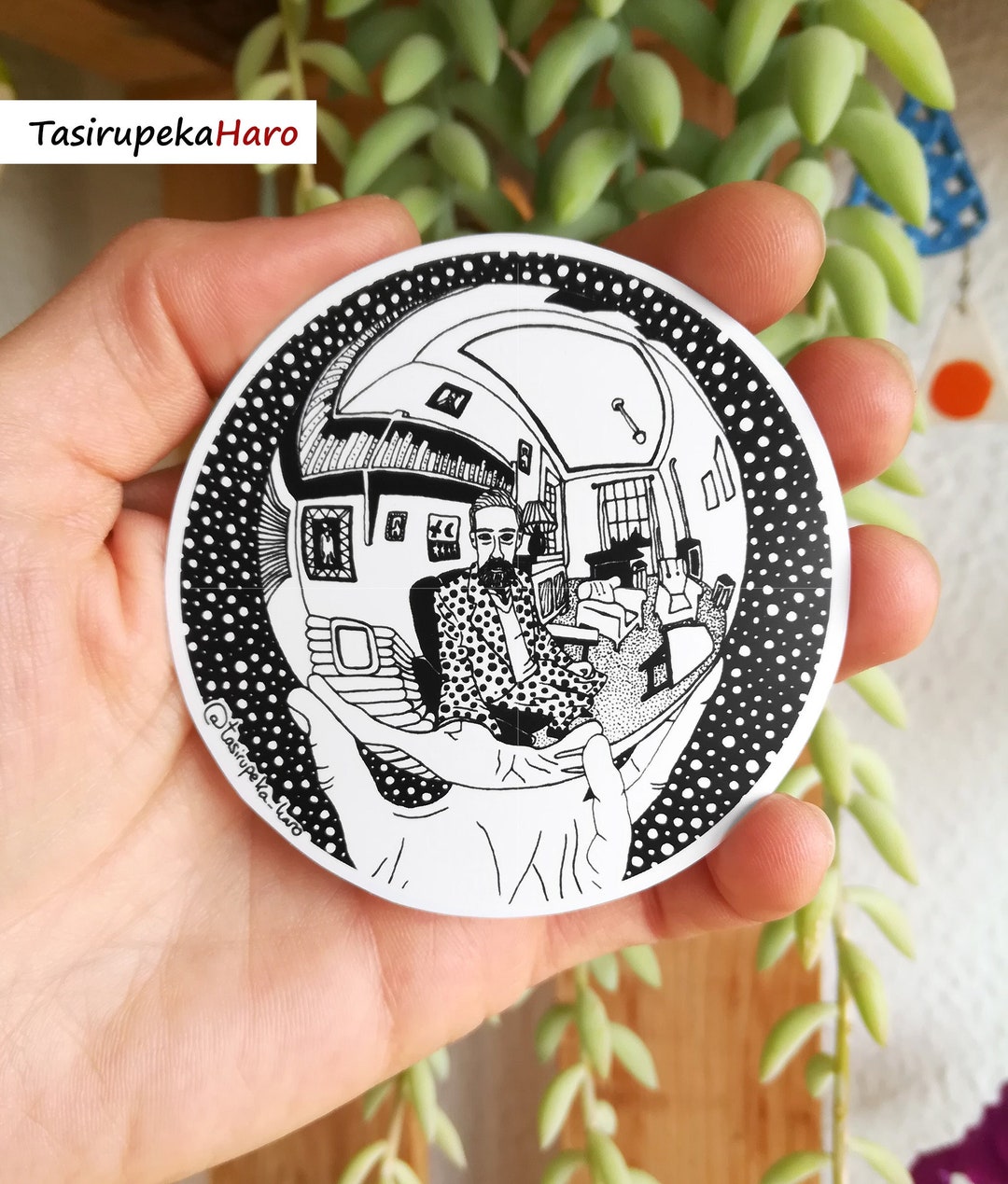 Escher Self Portrait Sticker, Vinyl Sticker, High Quality Decal ...