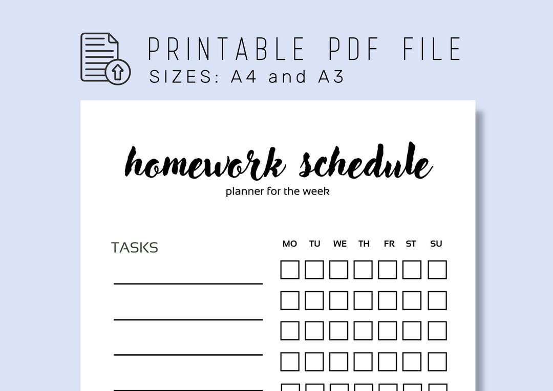 Homework Planner, Printable Planner, Daily Planner, to Do List - Etsy