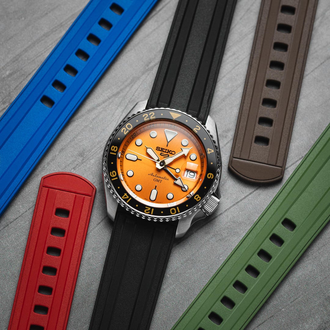 22mm Mariner FKM Rubber Watch Strap Quick-release Ridge Texture Watch ...