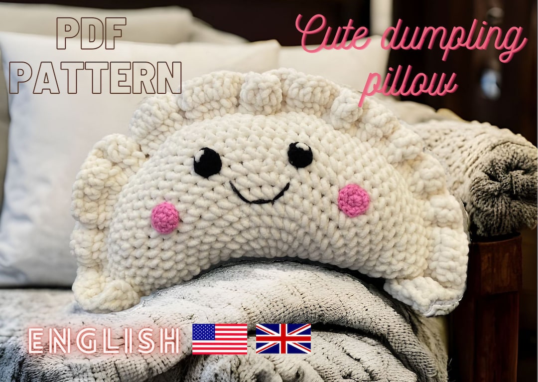 Crochet Pattern Dumpling Pillow • Kawaii Pierogi Plush Cushion • Cute ...