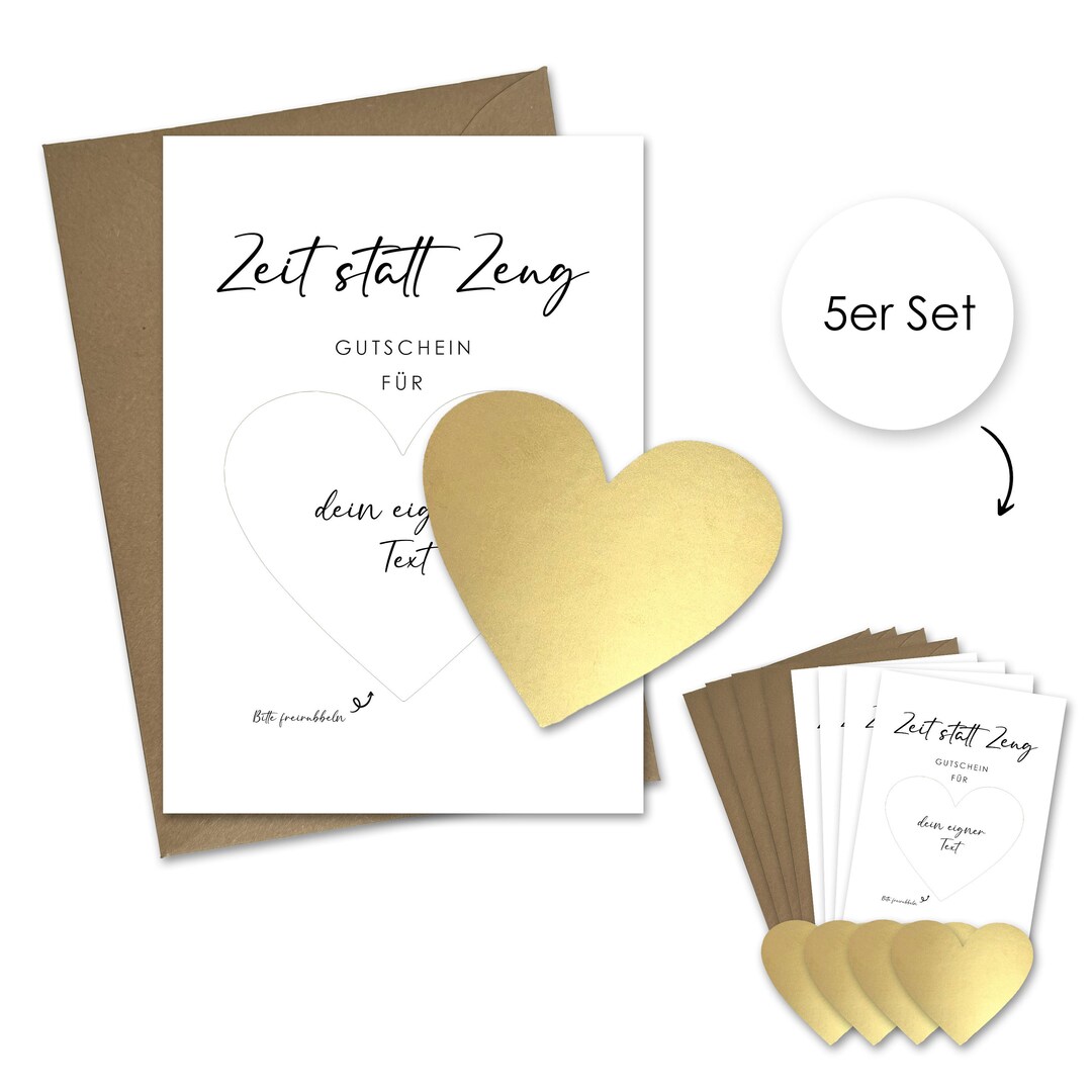 Set of 5 Scratch Cards to Fill Out Yourself - "time Instead of Stuff ...