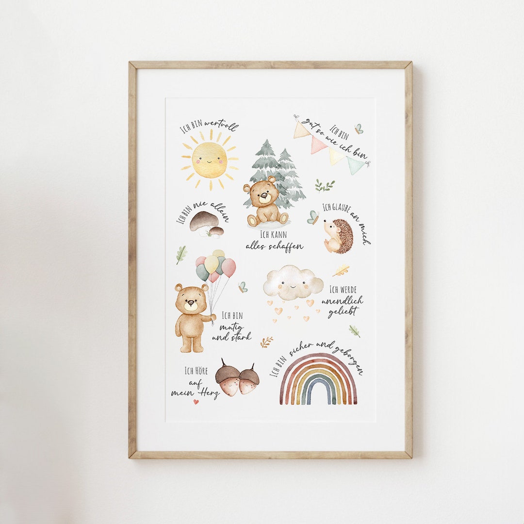 Affirmation Poster Bear and Forest Beliefs DIN A4, A3 or A5 Positive ...