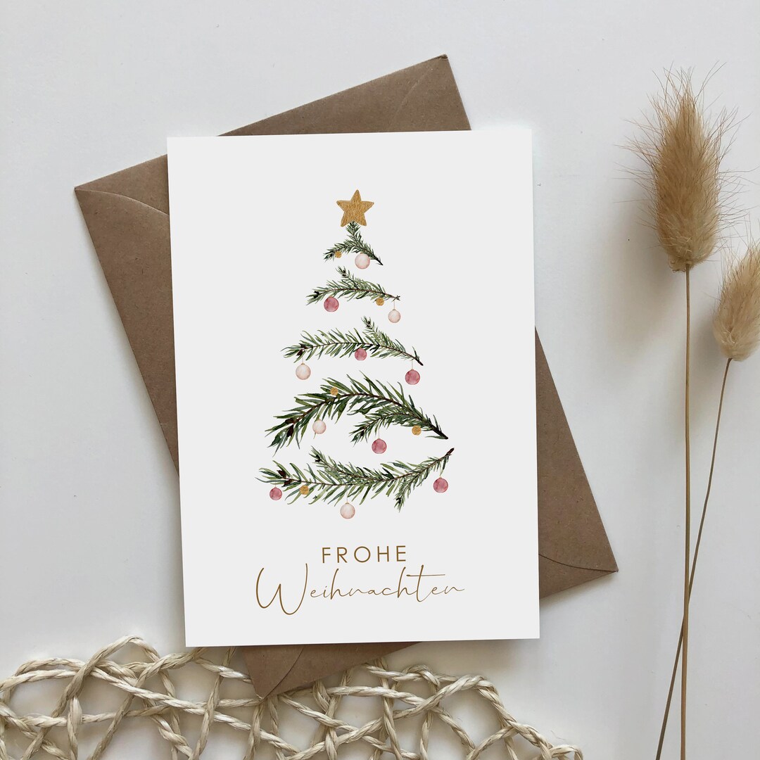 Weihnachtskarte Christbaum mit Text "Frohe Weihnachten" - Postkarte ...