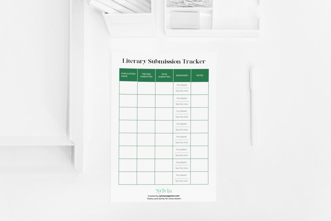 Printable Literary Submission Tracker A4 Green by Sylvia Magazine ...