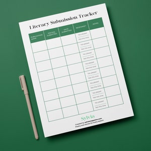 Printable Literary Submission Tracker A5 Green by Sylvia Magazine ...