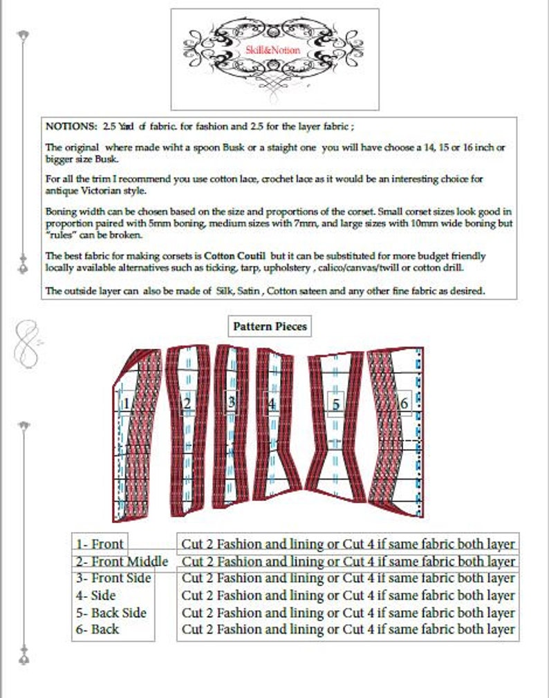 Multi-size Corset Symington Style Hip Gore Corset Pattern Pdf Personalized Corset victorian ...