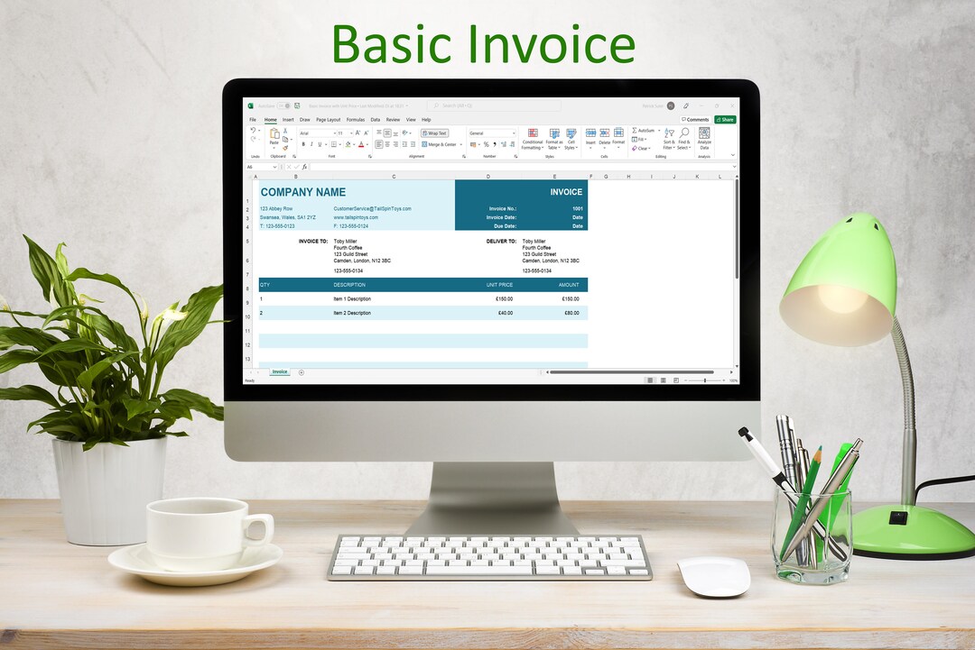 Basic Invoice With Unit Price Excel Sheet - Etsy