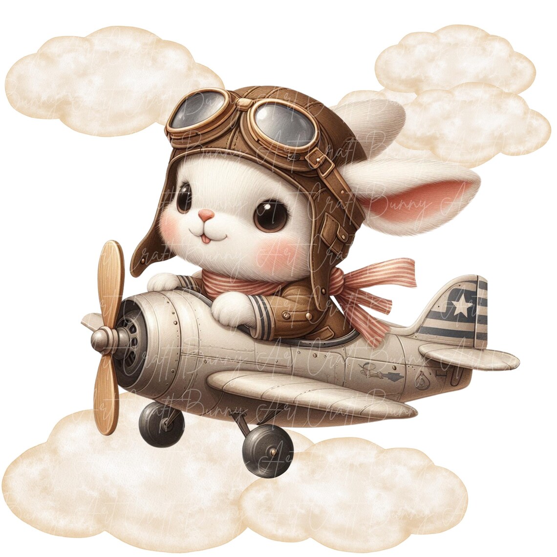 Pilot Bunny Watercolor Clip Art, Helicopter Bunny Kids Clip Art ...