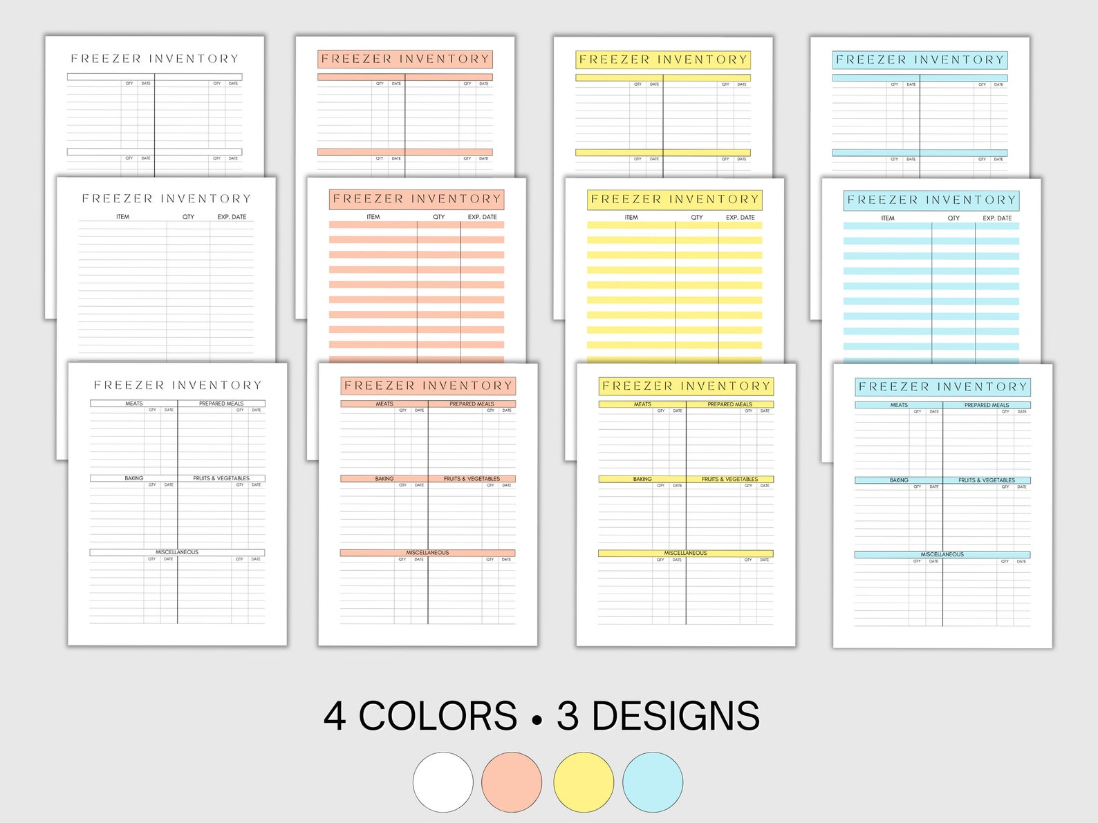 Freezer Inventory List, Tracker, Log Book, Meal Journal, Kitchen and ...