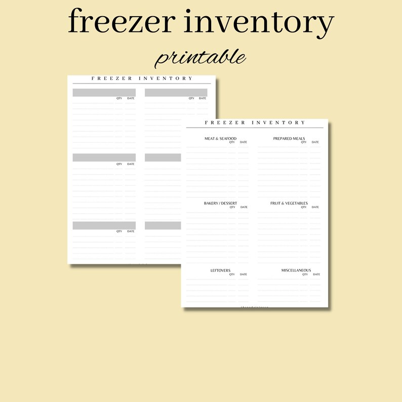 Freezer Inventory List Tracker Log Book Meal Journal - Etsy
