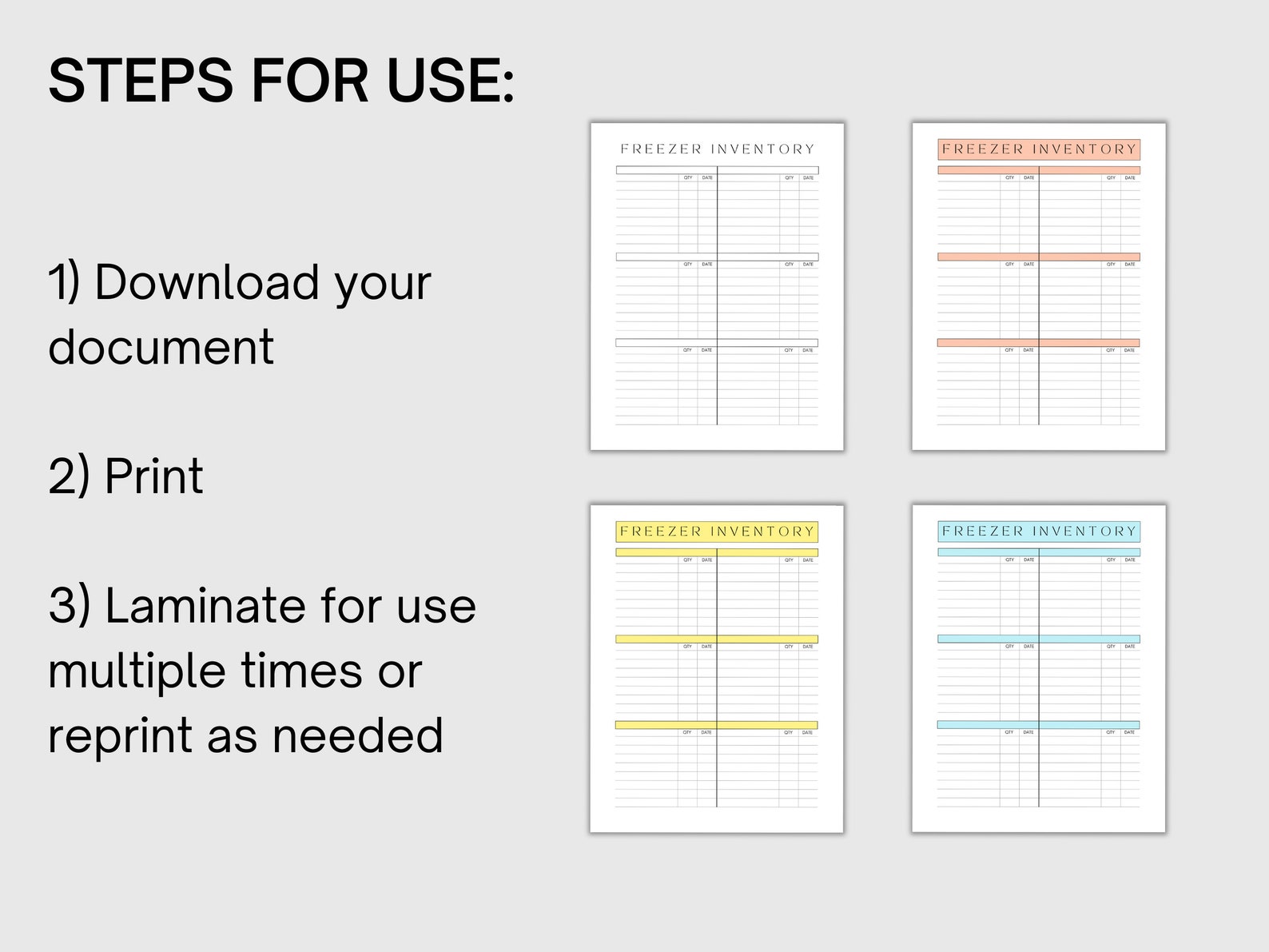 Freezer Inventory List, Tracker, Log Book, Meal Journal, Kitchen and ...
