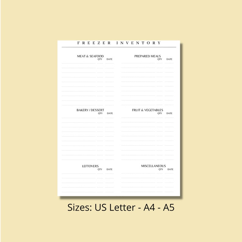 Freezer Inventory List Tracker Log Book Meal Journal - Etsy