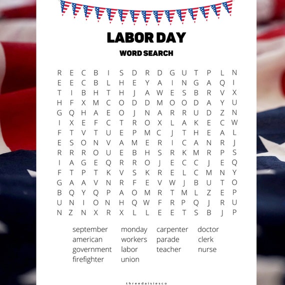 Labor Day Word Search Puzzle - Etsy