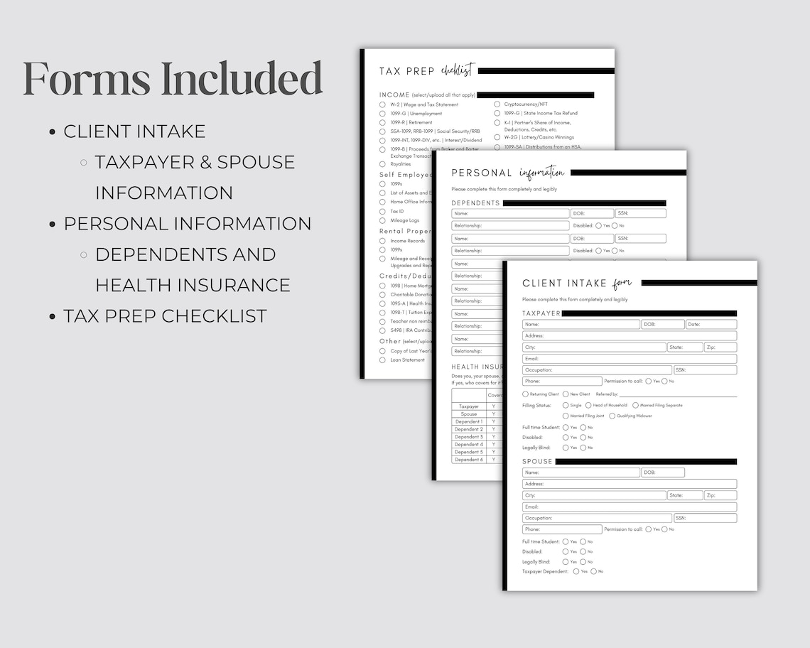 Tax Client Intake Guide With Checklist for Tax Preparers, Editable ...