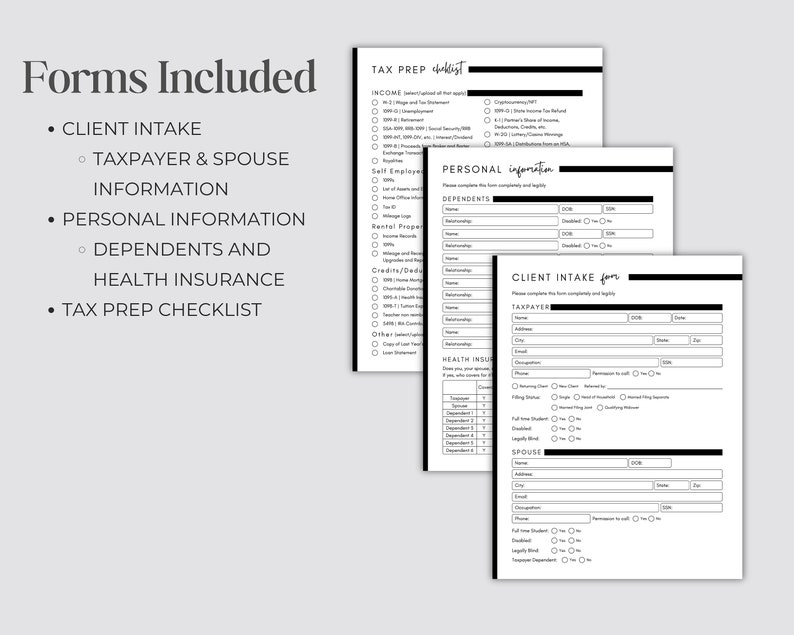 Tax Client Intake Guide With Checklist for Tax Preparers, Editable ...