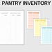 Pantry Inventory List, Tracker, Log, Food Supply, Kitchen and Home ...