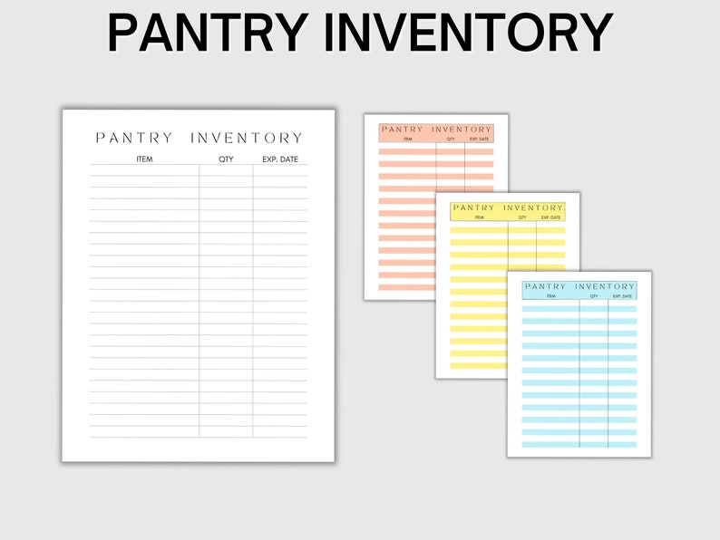 Pantry Inventory List, Tracker, Log, Food Supply, Kitchen and Home ...